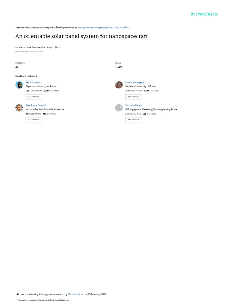 An Orientable Solar Panel System For Nanospacecraf | PDF | Amplifier ...