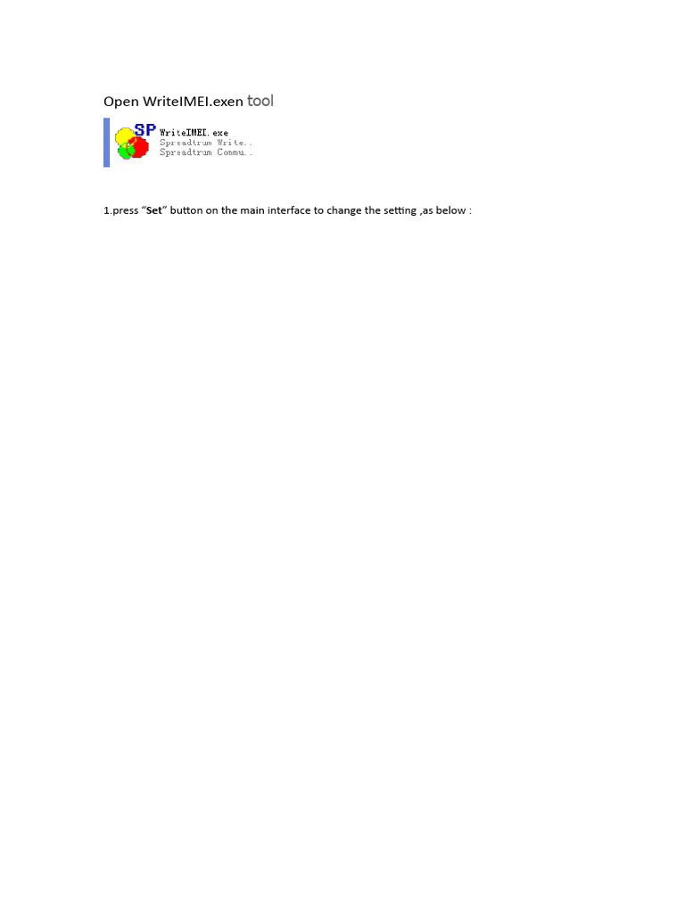 Spreadtrum write IMEI tool user manual | PDF Spreadtrum write IMEI tool user manual | PDF