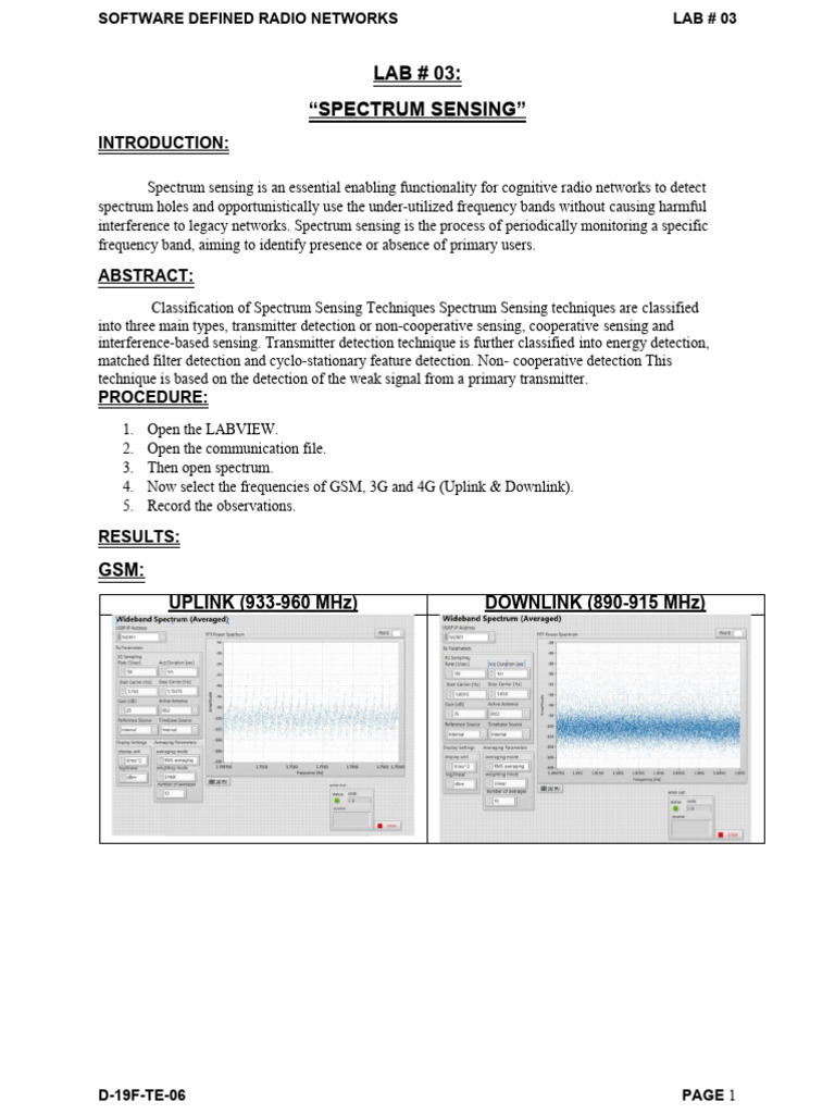 Spectrum Sensing Lab Guide | PDF