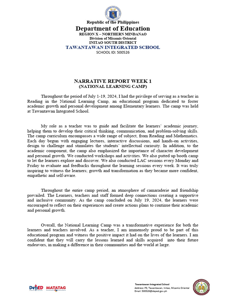 NARRATIVE nlc | PDF | Learning | Teachers