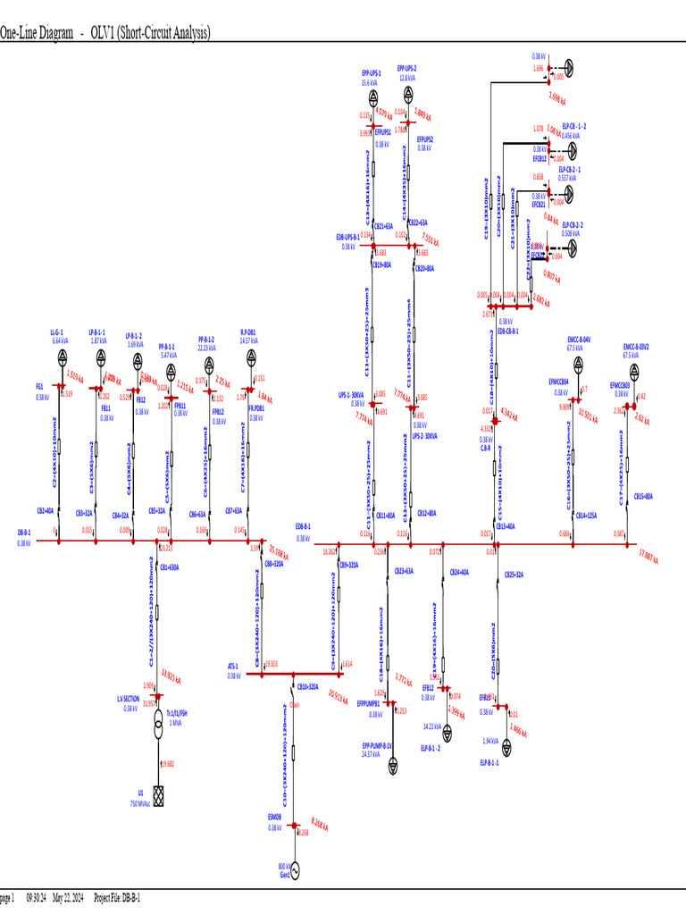One-Line Diagram Short-Circuit Analysis | PDF