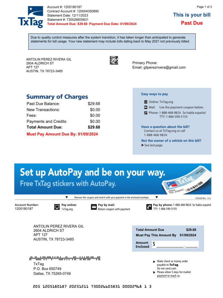 Summary of Charges Summary of Charges Summary of Charges: Past Due ...