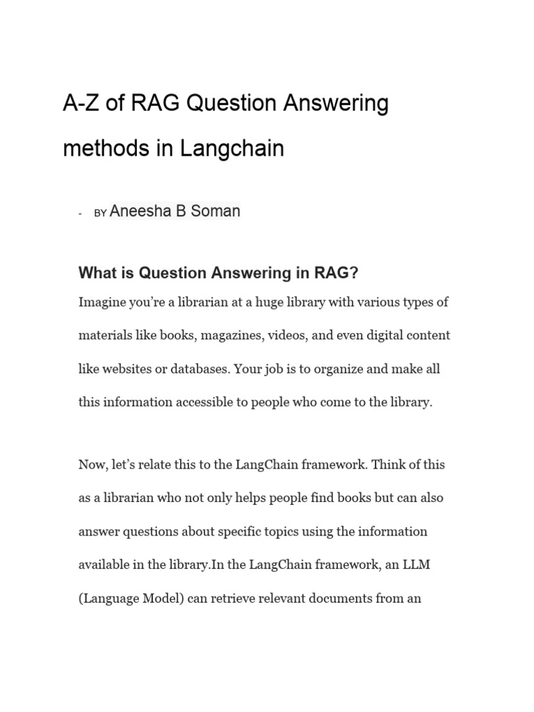 A-Z of RAG Question Answering Methods in Langchain | PDF | Information Retrieval | Databases