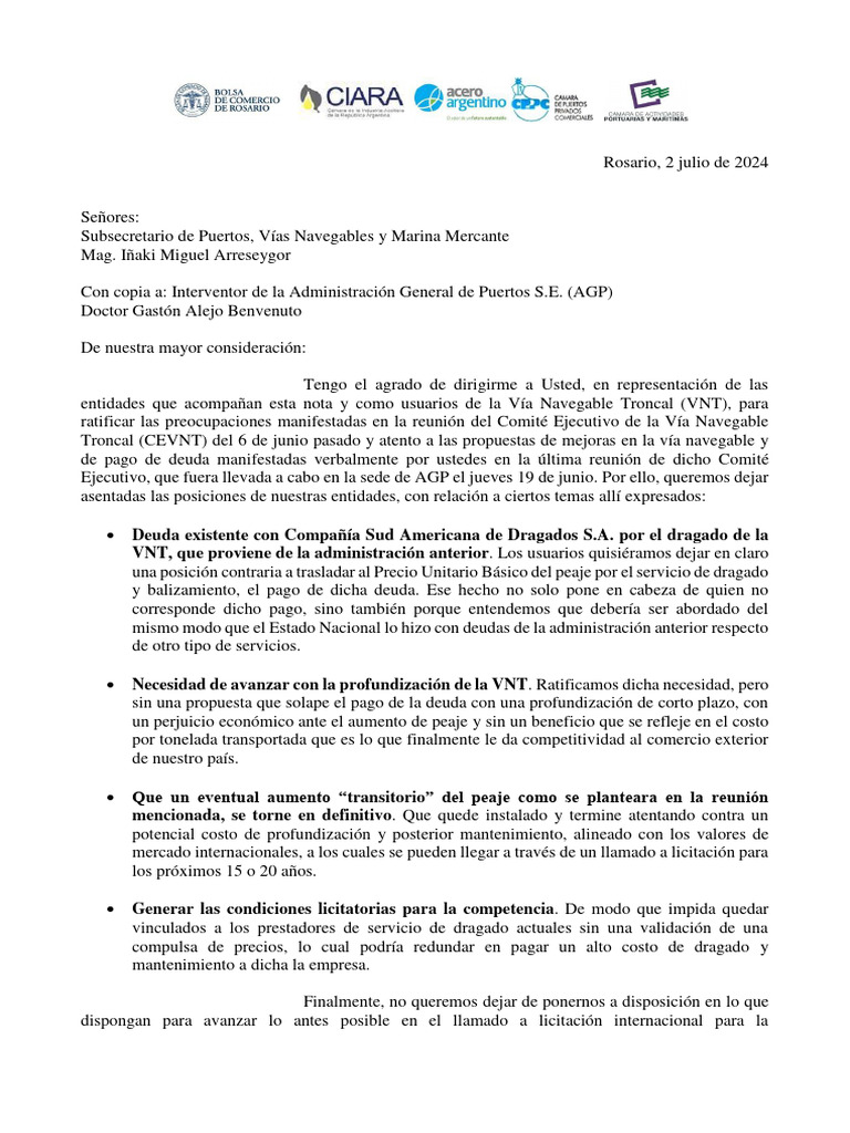 Carta al gobierno por la Hidrovía | Descargar gratis PDF | Economias Carta al gobierno por la Hidrovía | Descargar gratis PDF | Economias