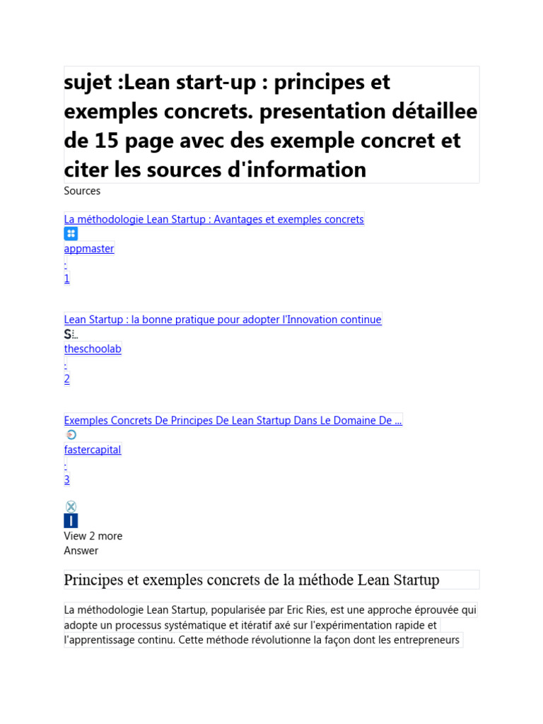 Exemples Concrets de Lean Startup | PDF | Start-up | Petites ...
