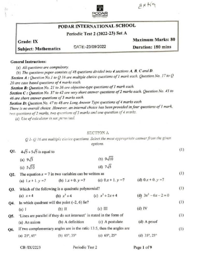 Maths Last year paper | Download Free PDF | Mathematics | Geometry