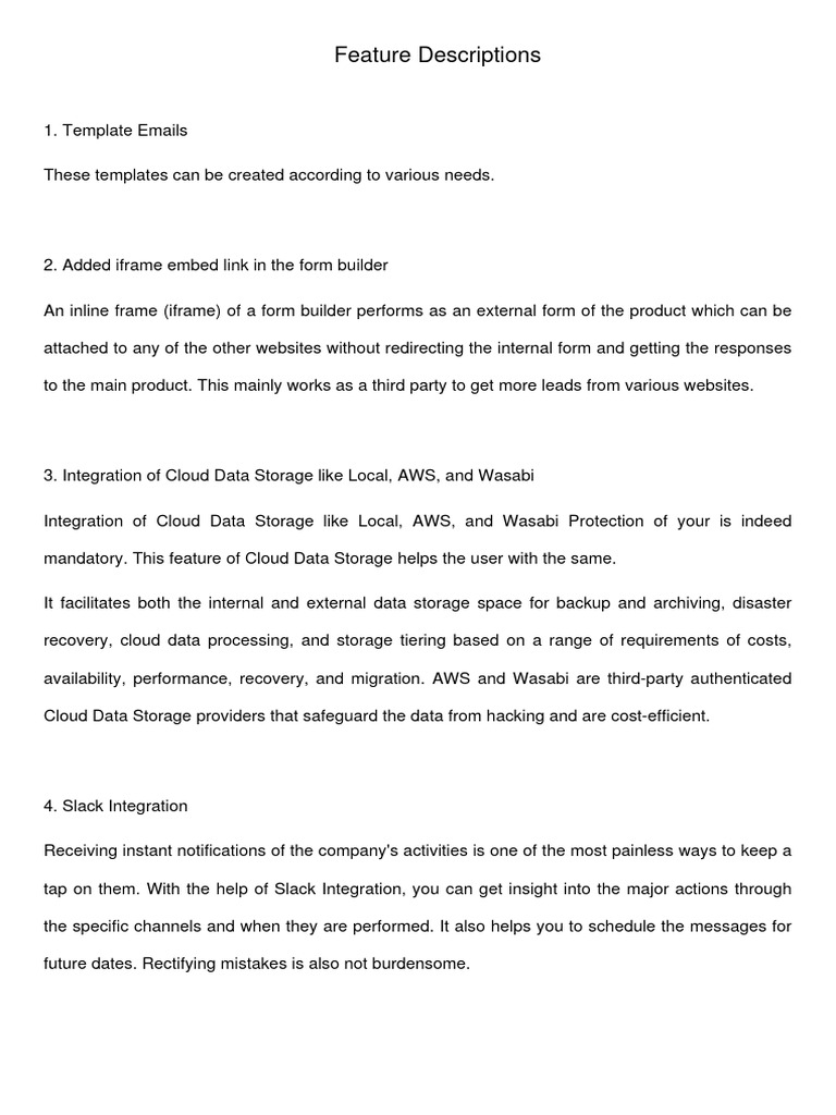 Feature Descriptions | PDF | Information Technology | Computing