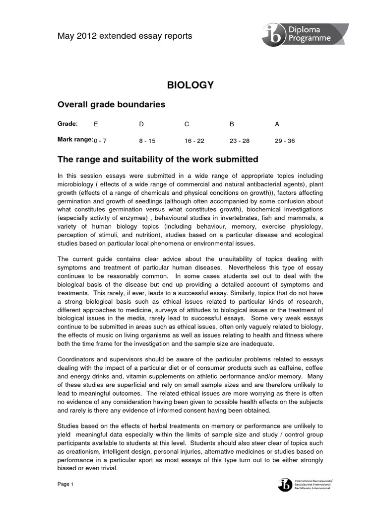 Biology Extended Essay Guidelines | PDF | Essays | Methodology