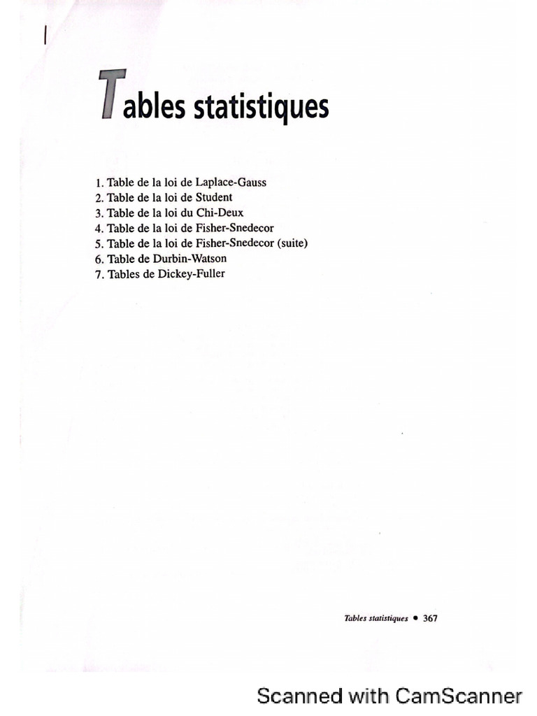 tables statistiques | PDF