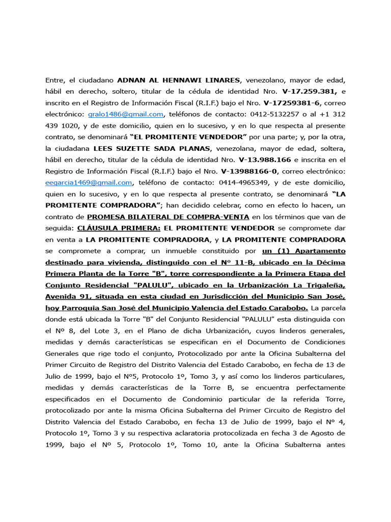 Promesa Compra Venta | PDF | Condominio | Consentimiento