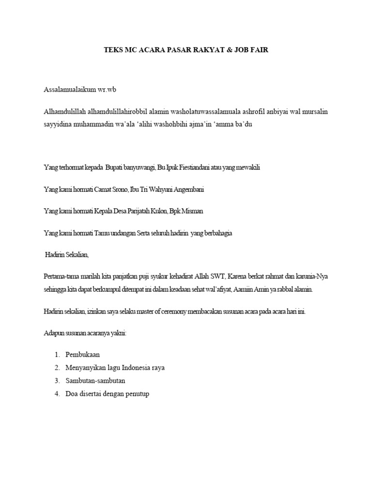 Acara Pasar Rakyat & Job Fair | PDF | Seni