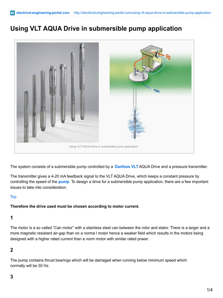 Using VLT AQUA Drive in Submersible Pump Application | PDF | Pump ...