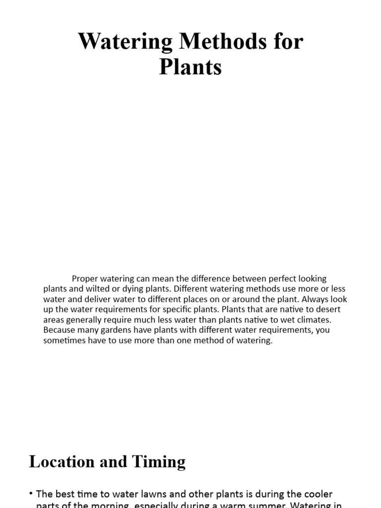 Watering Methods For Plants | PDF | Irrigation | Earth Sciences