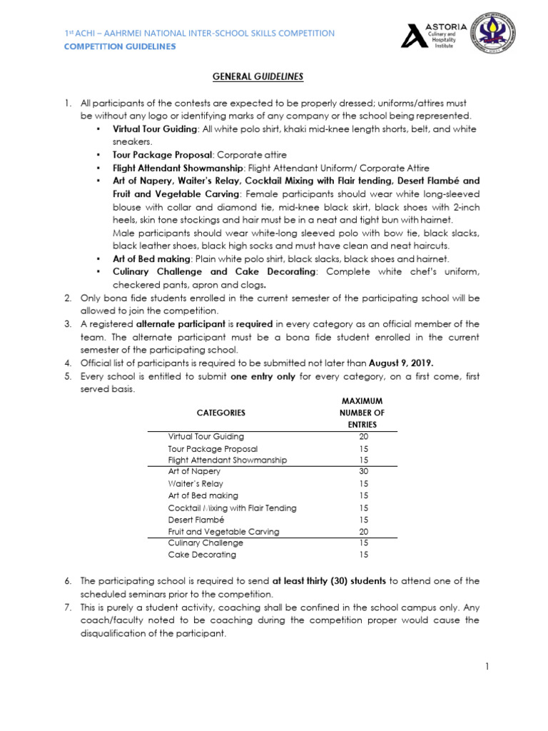 Competition Guidelines. 2 | PDF | Cakes | Drink