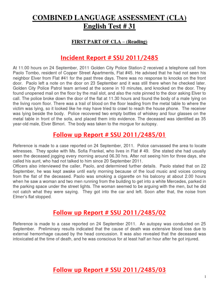 CLA Test#31 QsPaper Neighborelver | PDF