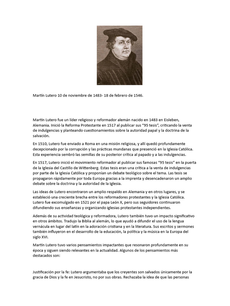Martín Lutero y la Reforma Protestante | PDF | Martin Luther ...