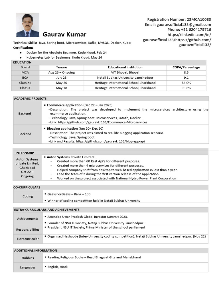 Gaurav Resume | PDF | Computing | Software Engineering