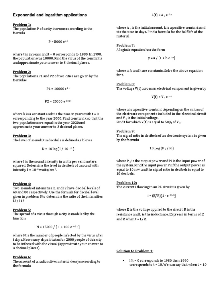 Exponential and Logarithmic Applications | PDF | Decibel | Logarithm