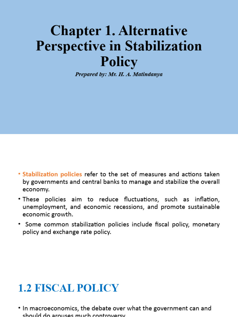 Chapter 1 - Alternative Perspective in Stabilization Policy | PDF ...