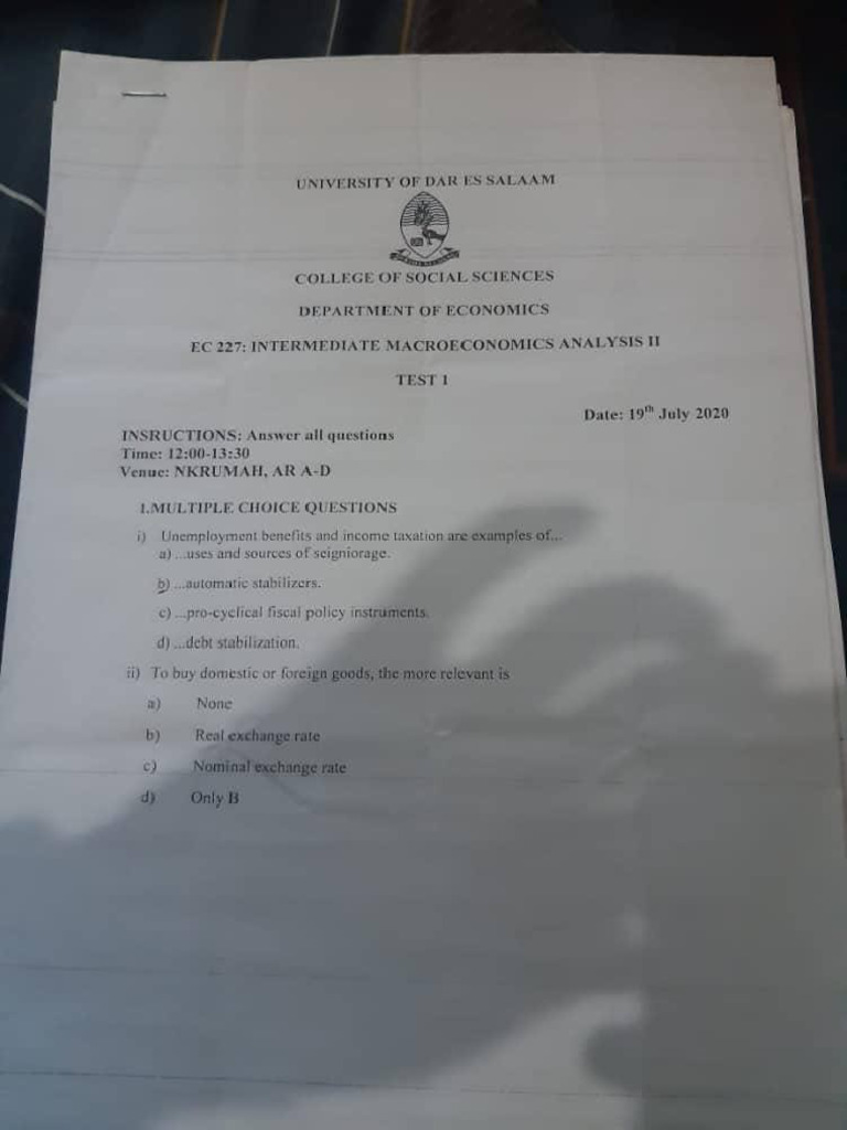 227 Test 1 2020. | PDF