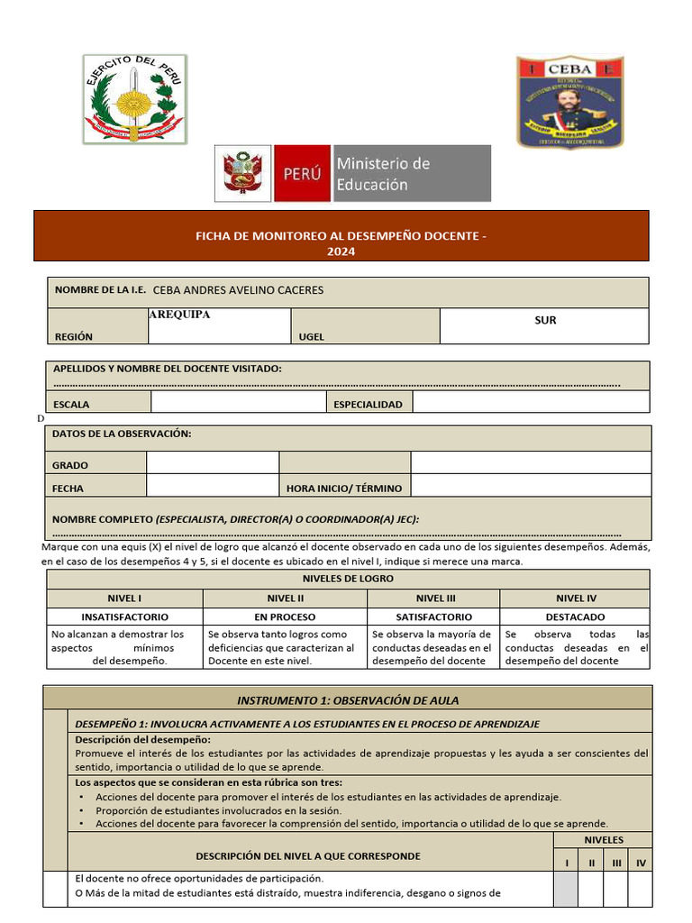 Ficha de Monitoreo 2024 | PDF | Creatividad | Pensamiento