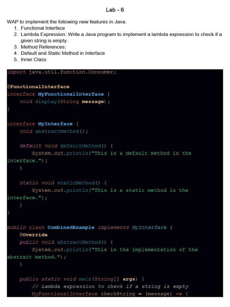 Oops Lab 6 Pdf Method Computer Programming Anonymous Function