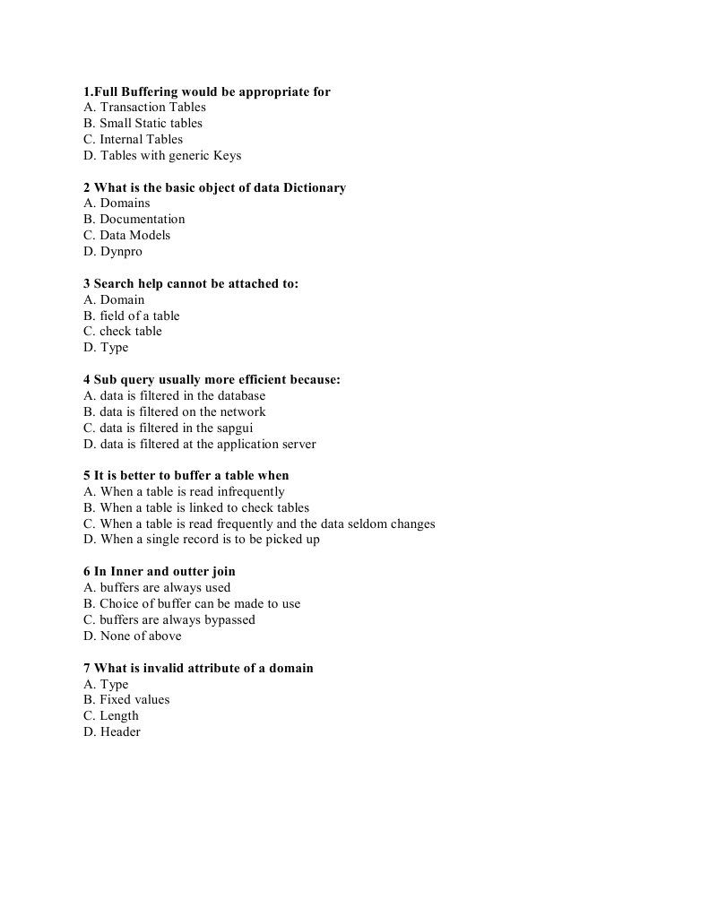 Sap Abap Questions Pdf Subroutine Databases 