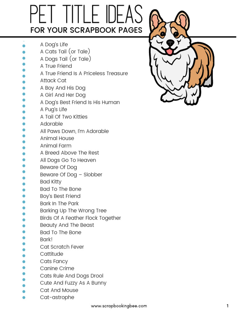 Pet Title Ideas 1 | PDF | Dogs | Cats