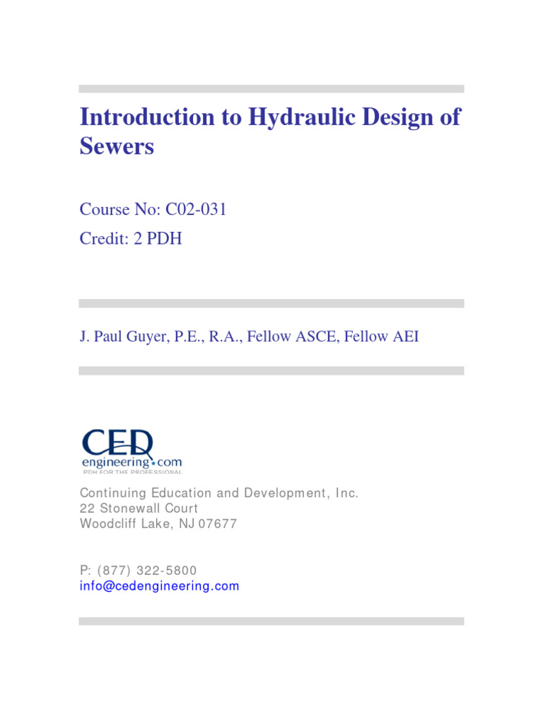 An Introduction To Hydraulic Design of Sewers R1 | PDF | Sanitary Sewer ...