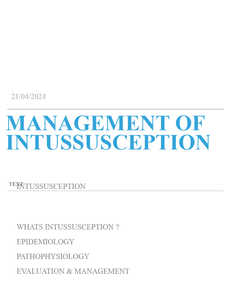 Intussusception | PDF | Diseases And Disorders | Medicine