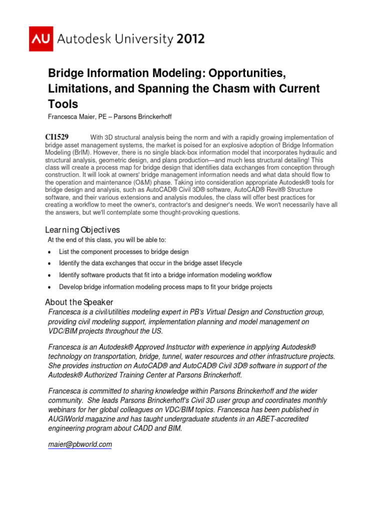 Handout - 1529 - CI1529 - Bridge Information Modeling | PDF | Building ...