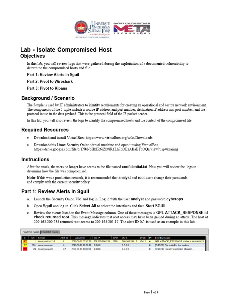 Isolate Compromised Host Lab Guide | PDF | Internet Protocols | File ...