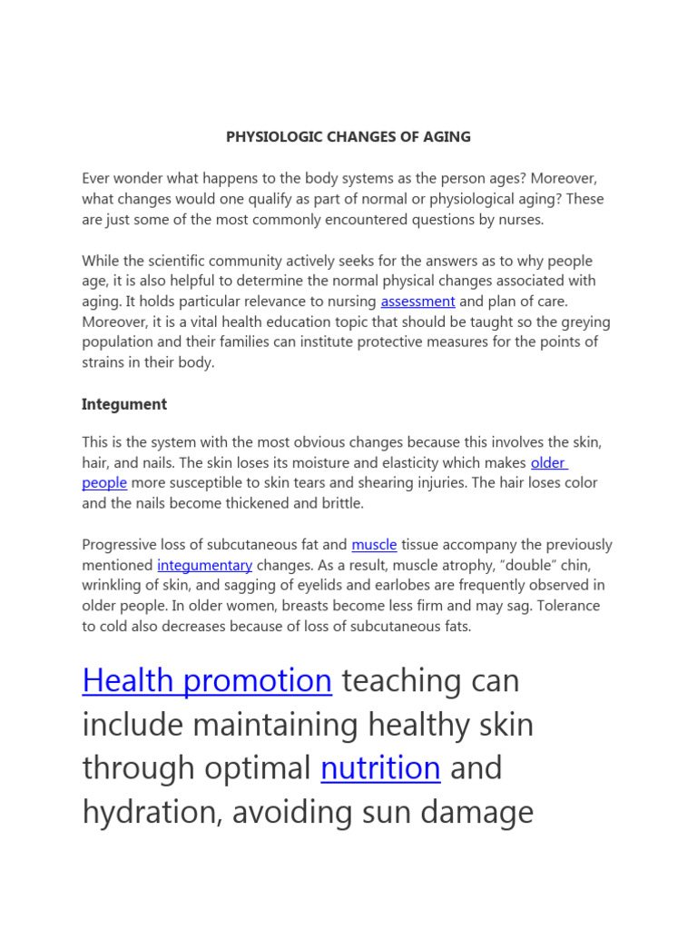 Physiologic Changes in Aging Module | PDF | Urinary Incontinence | Vitamin D