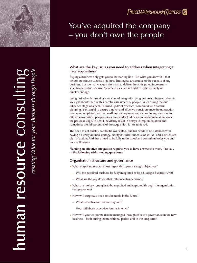 You Have Acquired A Company - You Dont Own The People-Group6 | PDF ...