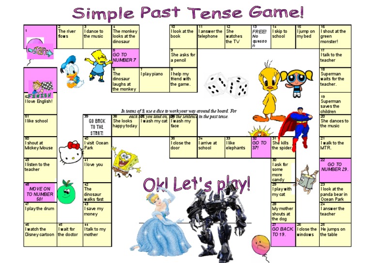 Fun Past Tense Sentence Game | PDF | Art