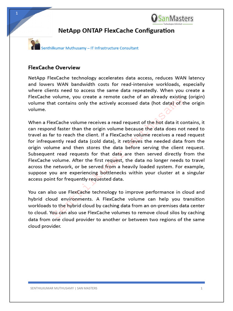 NetApp ONTAP FlexCache Configuration | PDF | Cache (Computing) | Cloud Computing