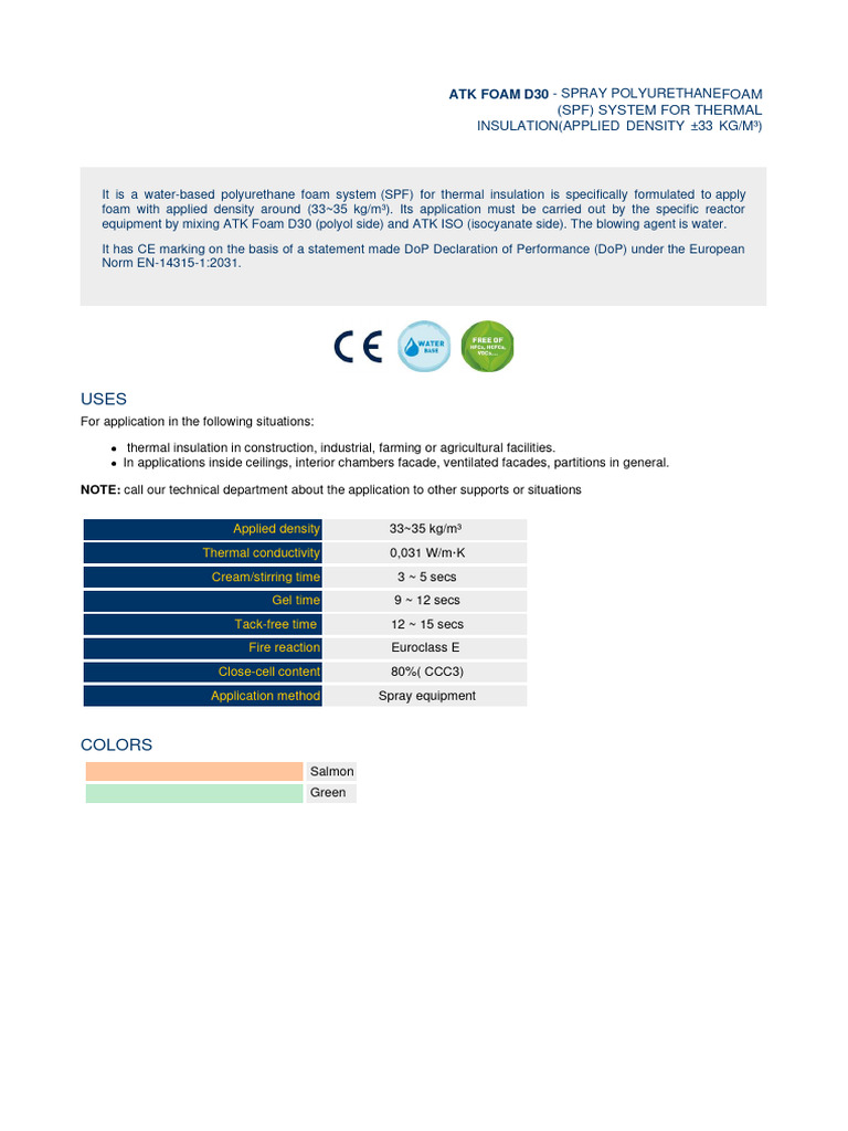 Atk Foam d30 Tds | PDF | Polyurethane | Materials