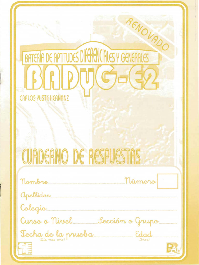 BADyG-E2 Hoja de Respuestas | PDF