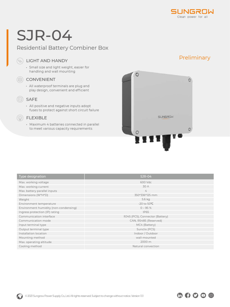 DataSheet Residential Battery Combiner Box S - 20211012 - SJR 04 - V1.1 ...