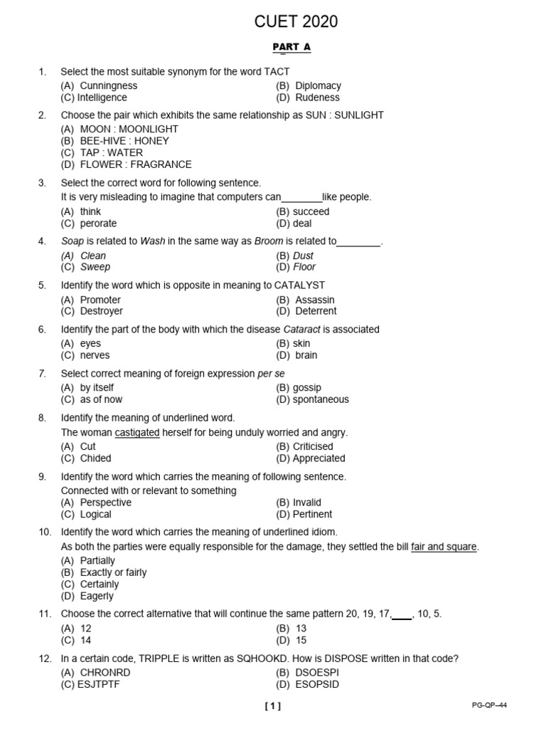 CUET MA Economics 2020 QP | PDF