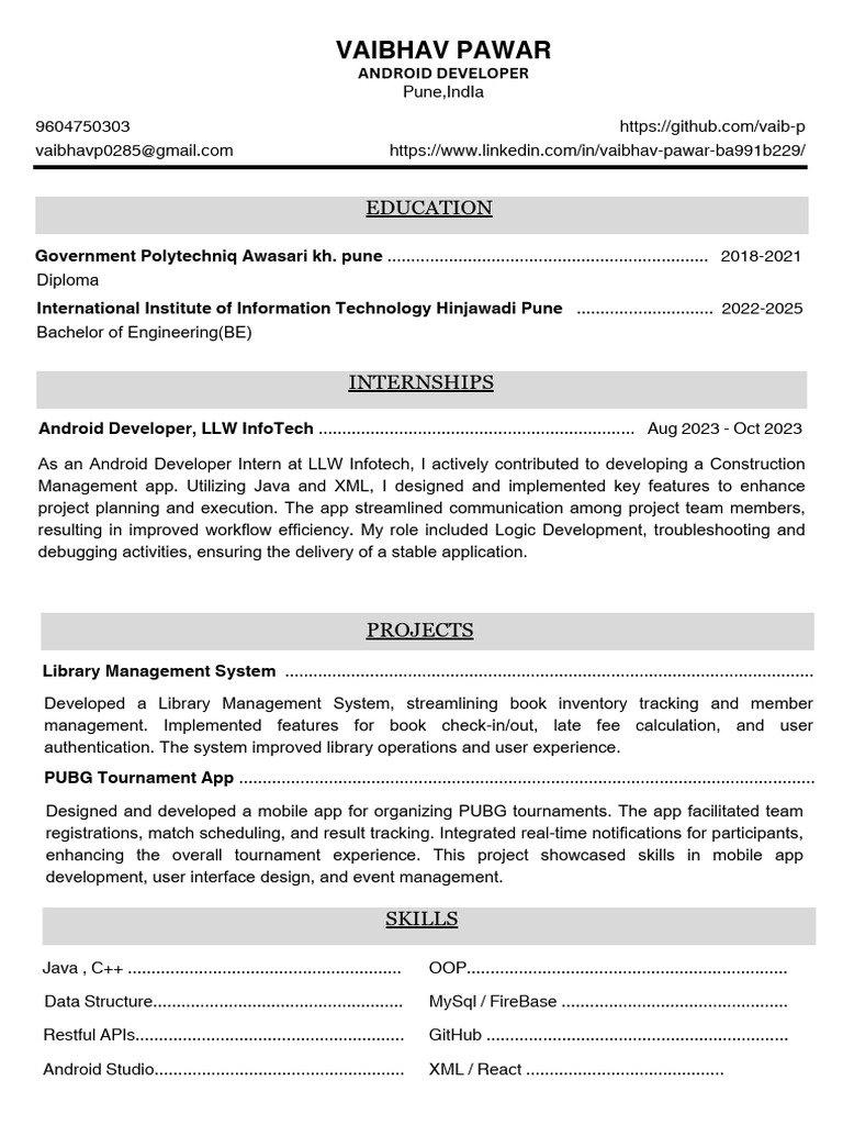 Android Resume Reference of World Best Programmer | PDF | Android (Operating System ...