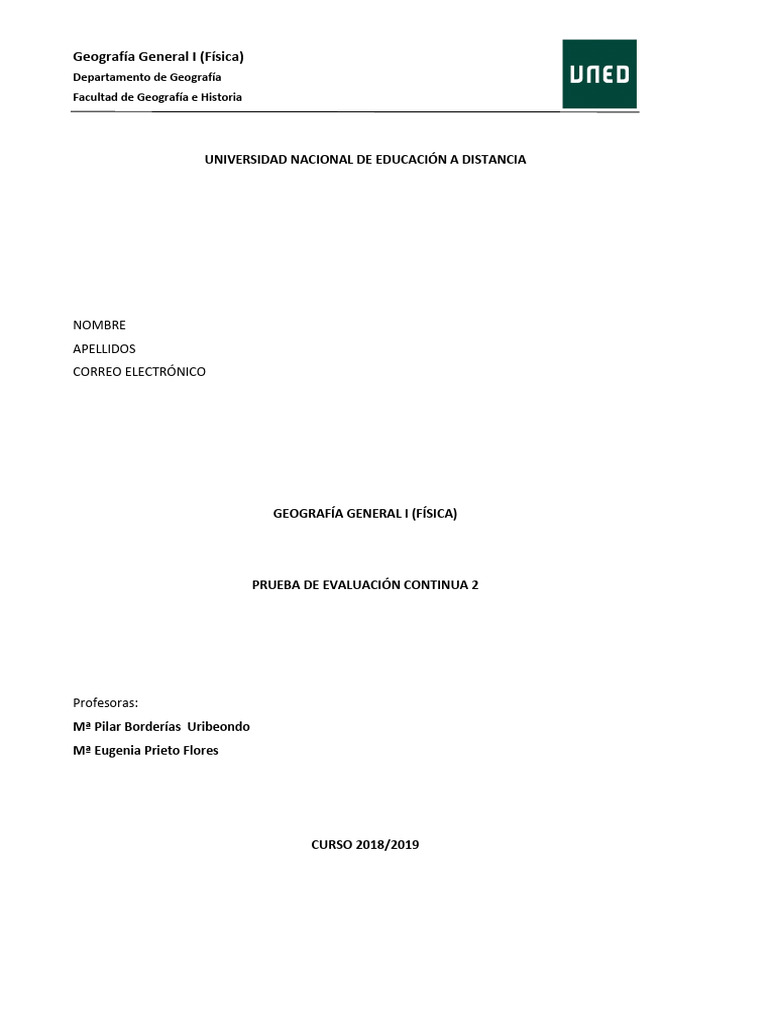 Segunda PEC 2018 19 Geografía General I Física | PDF | Mapa | Placas ...