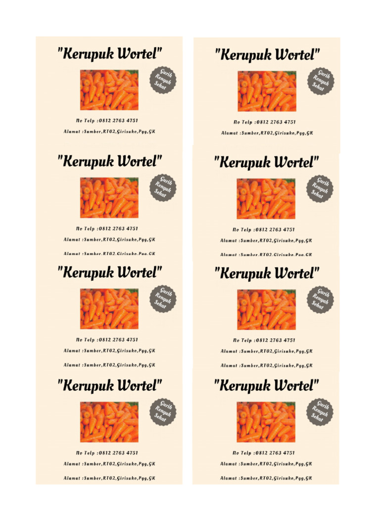 Stiker Krupuk Wortel | PDF