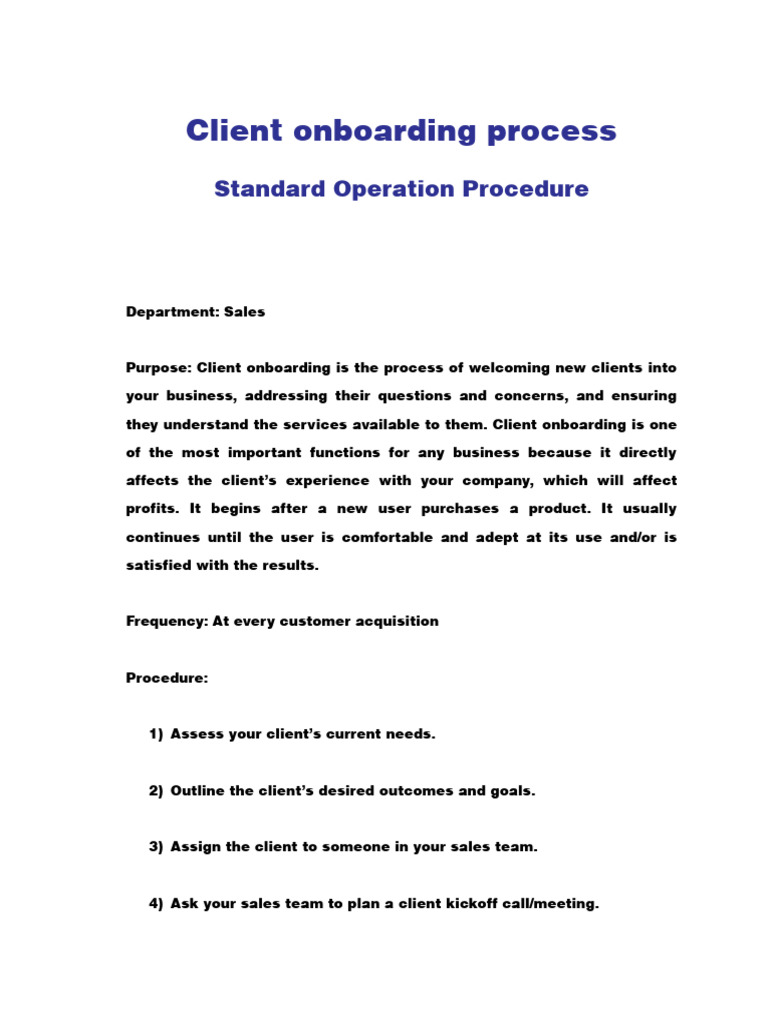 How To Steps For Client Onboarding Process D12601 | PDF | Sales | Cognition