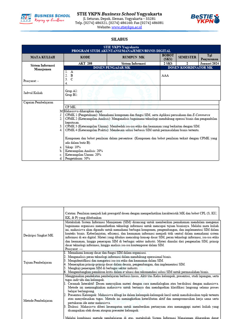 Silabus Sim - Jan 2024 - Revisi | PDF