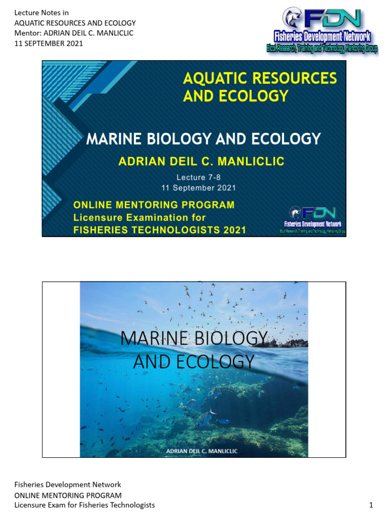 Marine Ecology Lecture Notes 2021 | PDF | Oceans | Phytoplankton