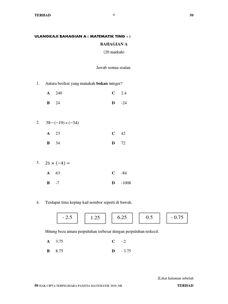 Ulangkaji Math Ting 1 PPT 2 | PDF
