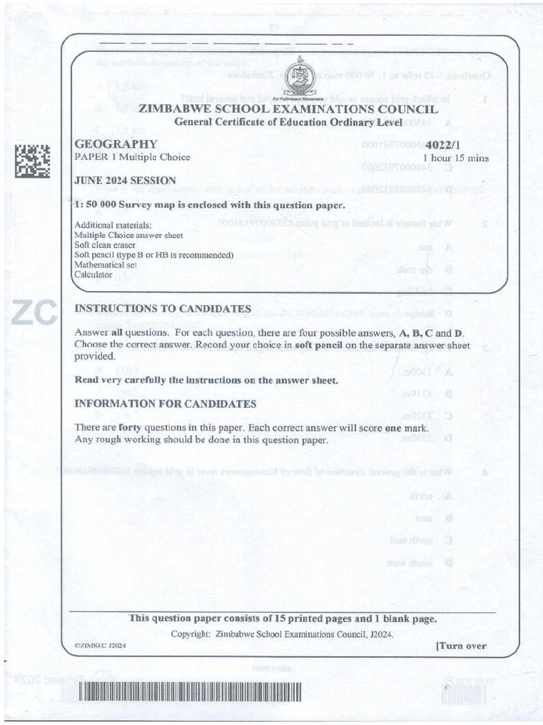 Geography Paper 1 June 2024-1 | PDF