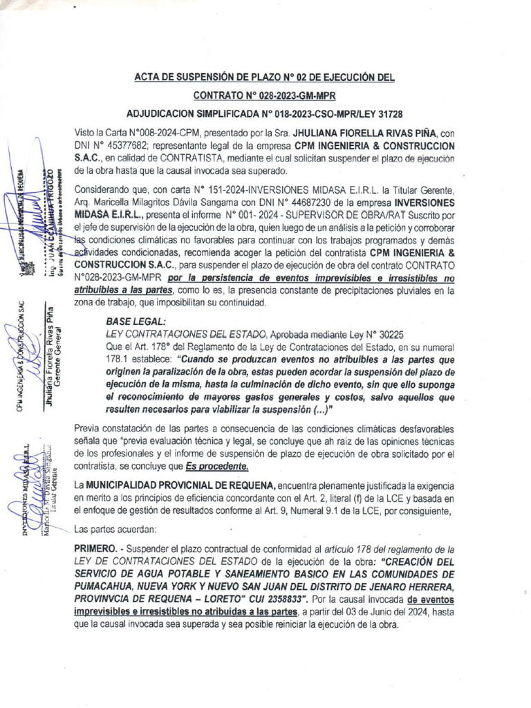 Acta de Suspension de Plazo #02 | PDF