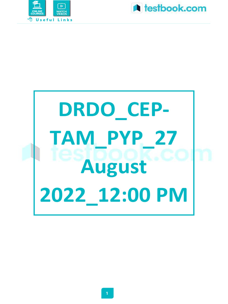 3 PM - DRDO - CEPTAM - PYP - 27 August 2022 - PDF | PDF | Teaching ...